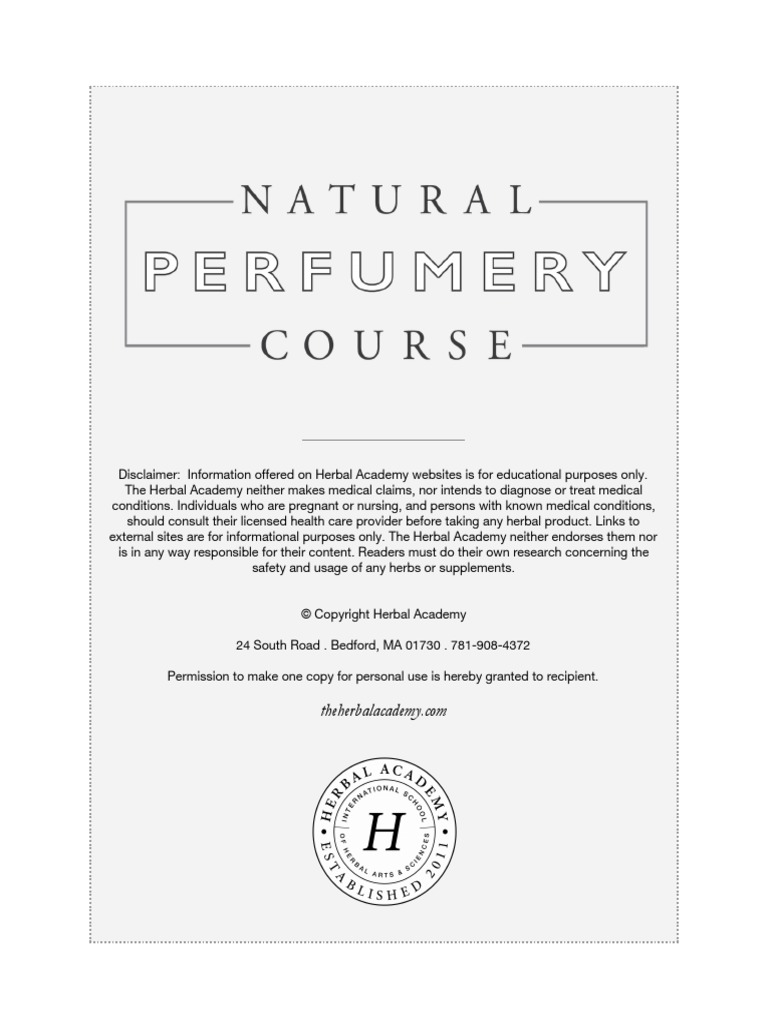 Natural Perfumery Course | PDF | Perfume | Odor