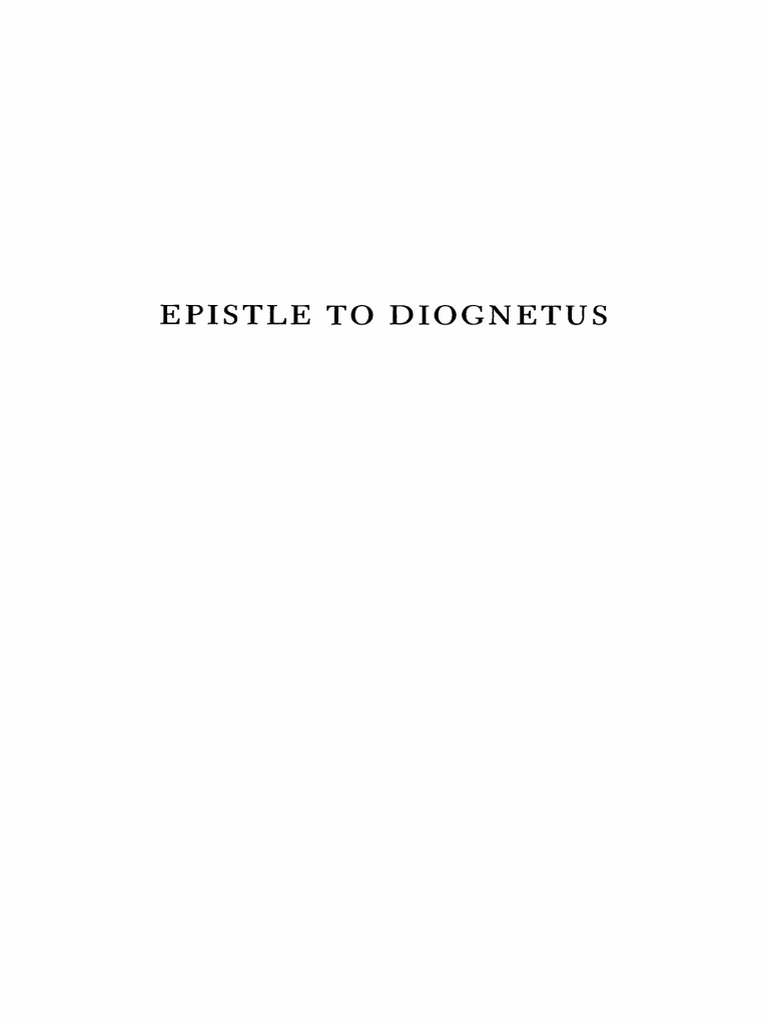 Epistle To Diognetus Trans. Bart D. Ehrman | PDF