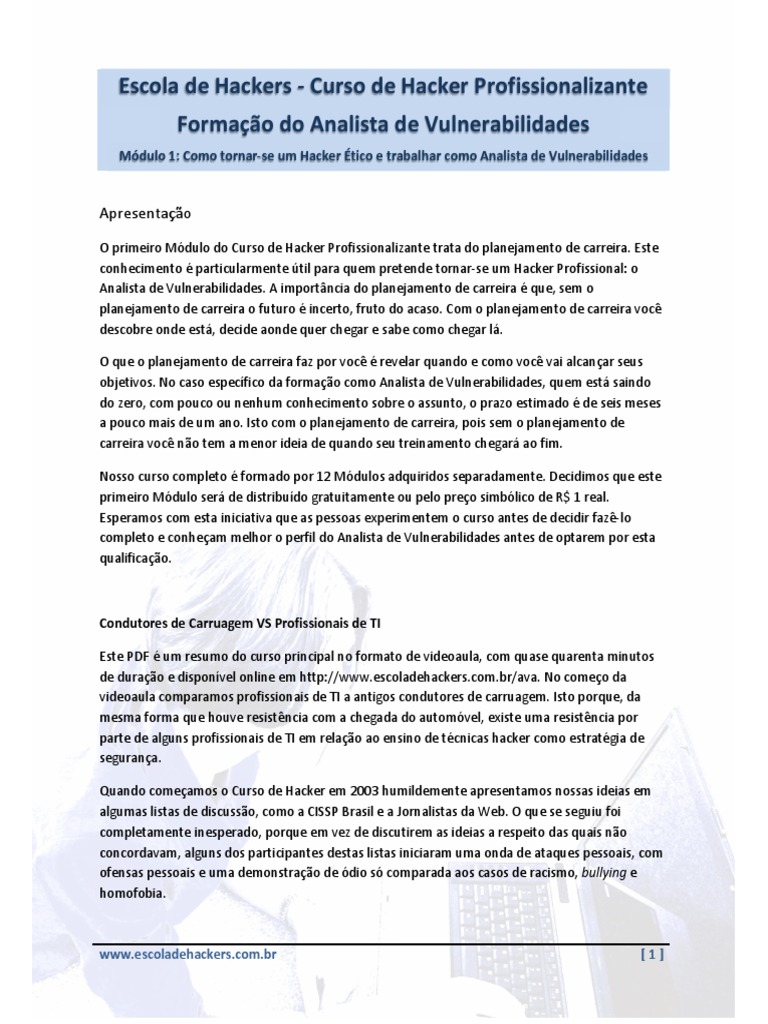 Curso de Hacker Profissionalizante Modulo 1 | PDF