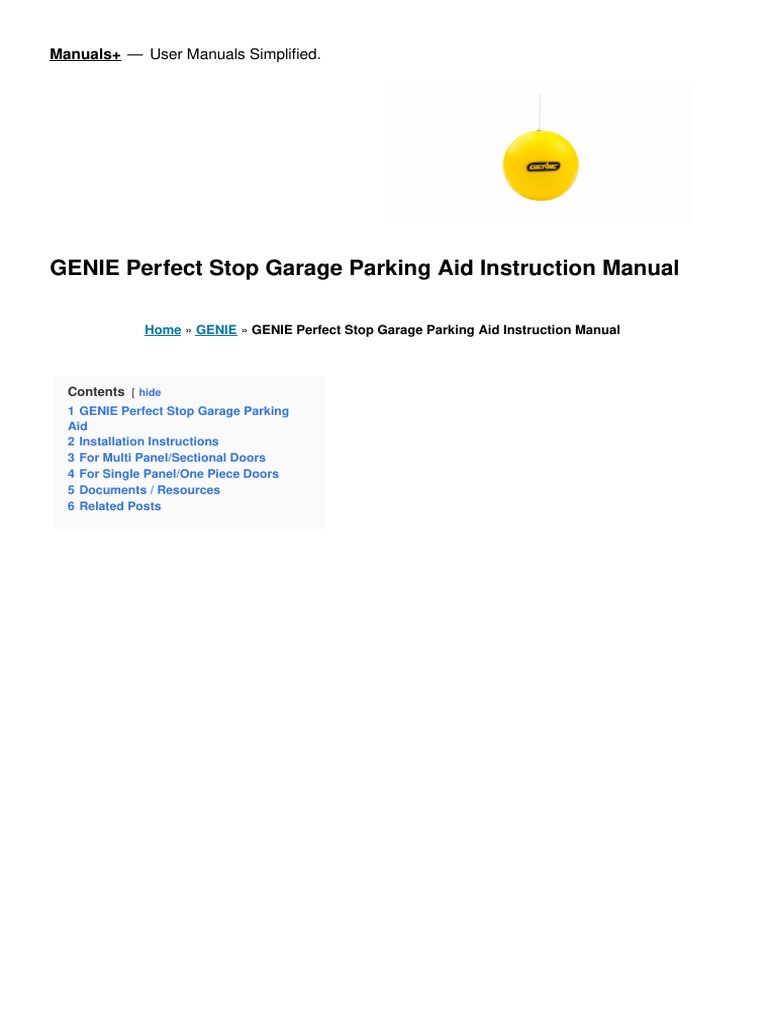 Genie Perfect Stop Installation Guide | PDF | Garage (Residential) | Door