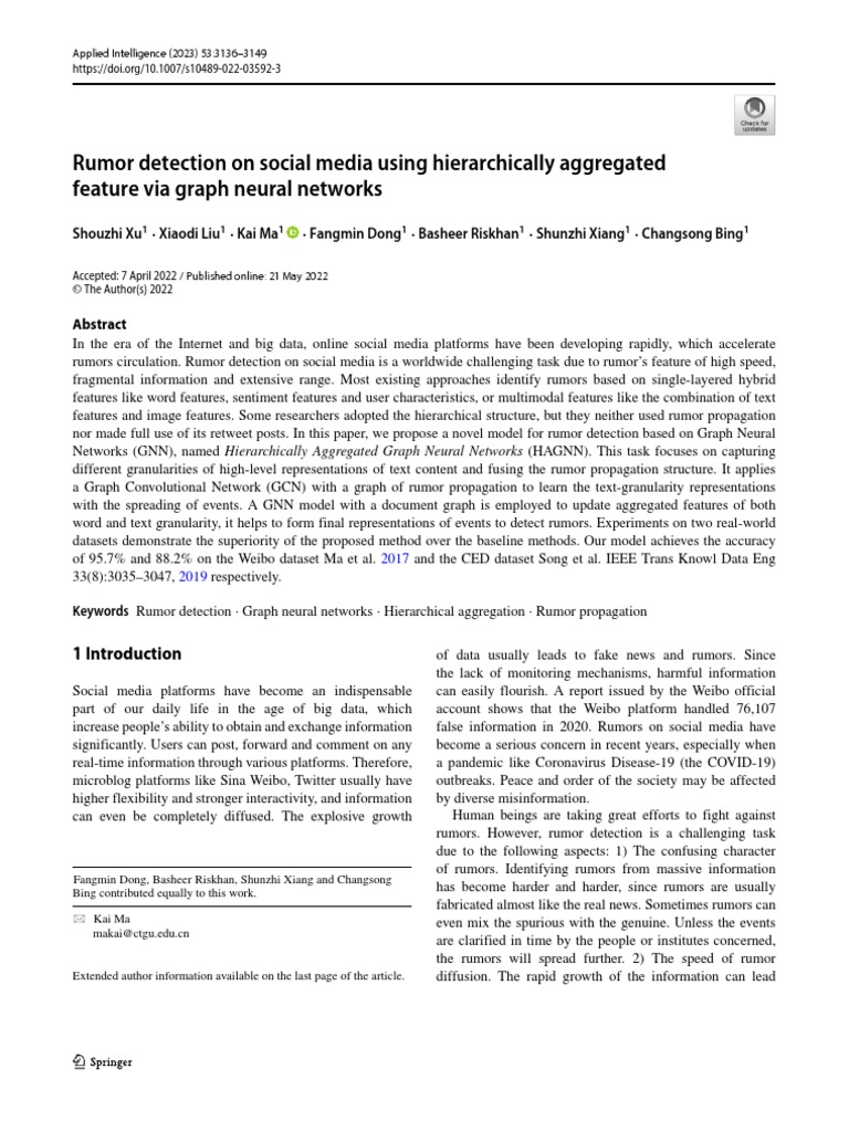 2023 Rumor Detection On Social Media Using Hierarchically Aggregated ... 2023 Rumor Detection On Social Media Using Hierarchically Aggregated ...