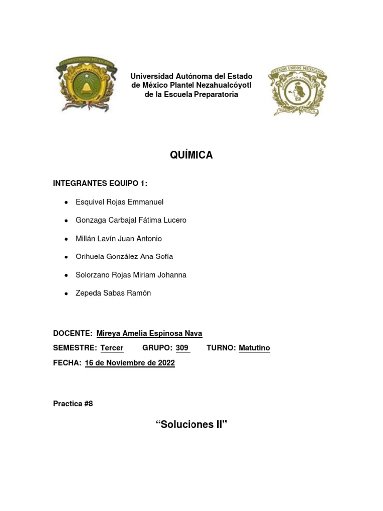 PRACTICA #8 SOLUCIONES II | PDF | Ácido clorhídrico | Ph