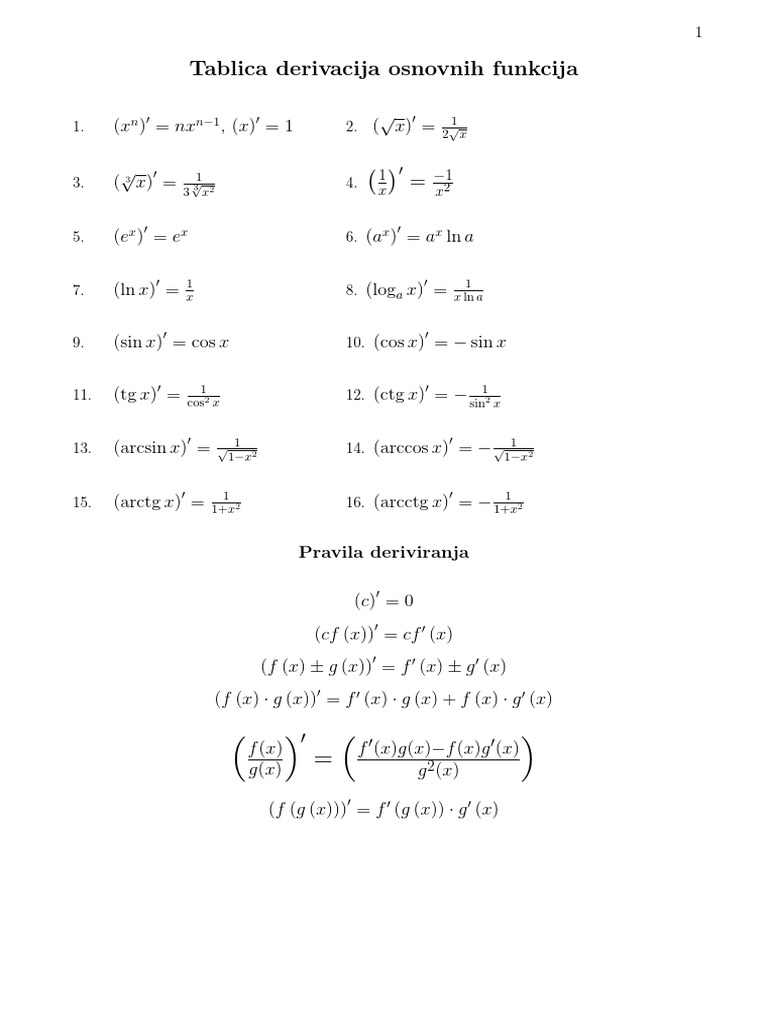 osnovne tablice | PDF