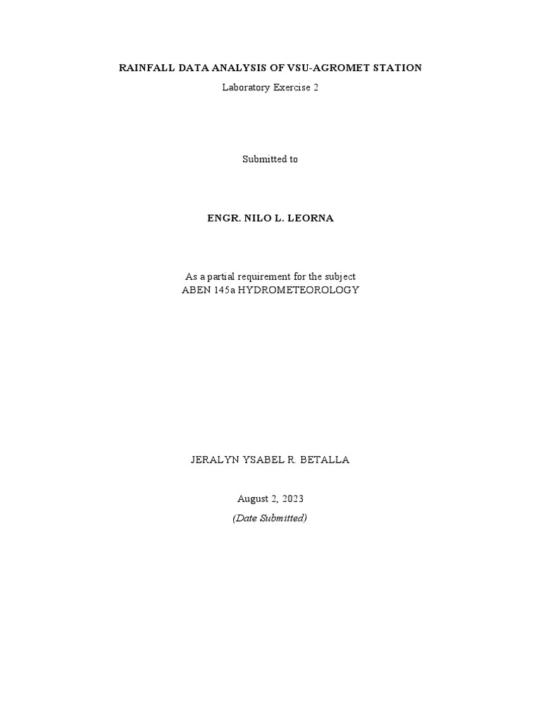 LAB 2 RAINFALL DATA ANALYSIS Jessa | PDF | Mean | Mode (Statistics)