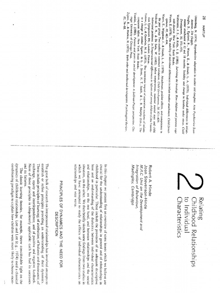 Hartup - Relating Childhood Characteristics | PDF