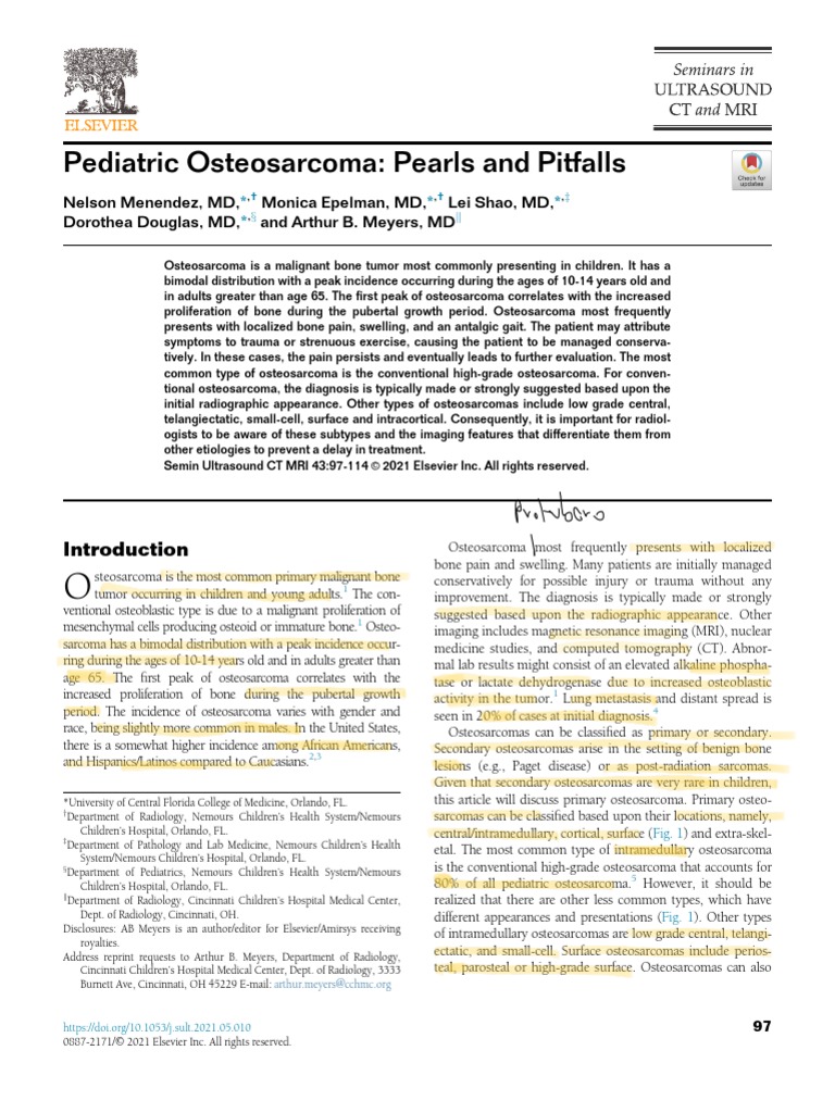 Pediatric Osteosarcoma Insights | PDF | Sarcoma | Positron Emission ...