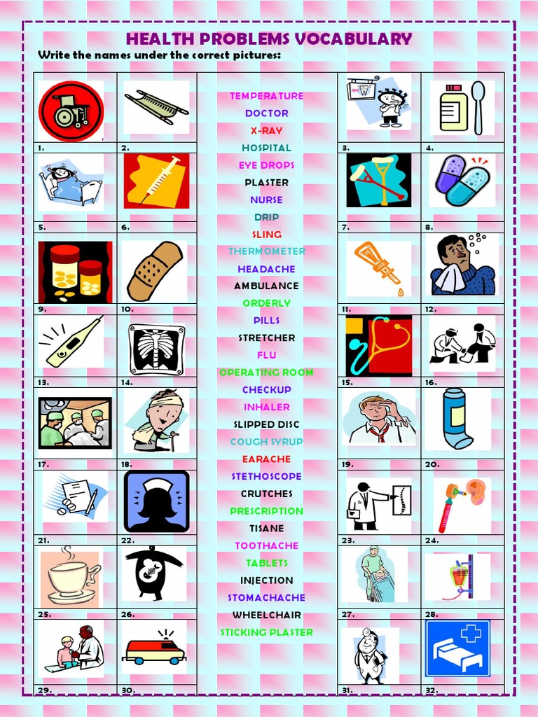 Health Problems Vocabulary | PDF