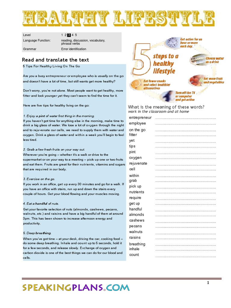 Healthy Lifestyle Conversation | PDF