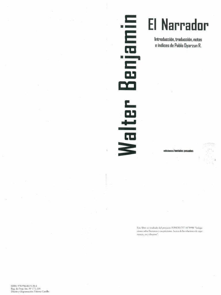 Benjamin, W. El Narrador | PDF