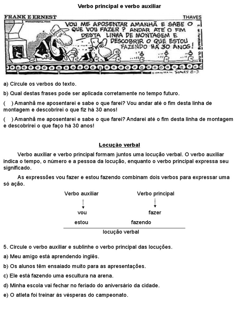 Verbo Principal e Verbo Auxiliar | PDF
