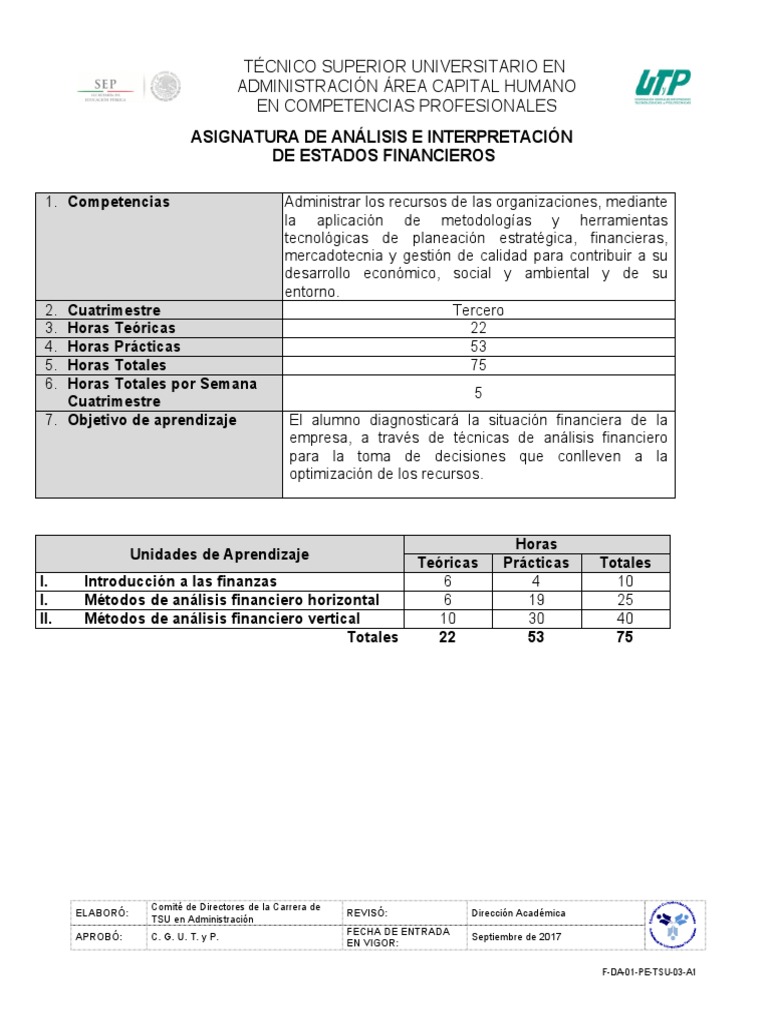 Programa de Analisis e Interpretación de Estados Financieros 2023 ...