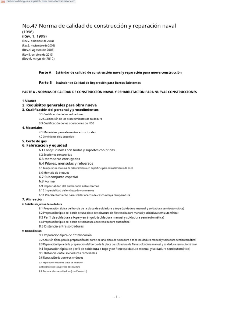 Norma de Calidad de Construcción y Reparación Naval | PDF