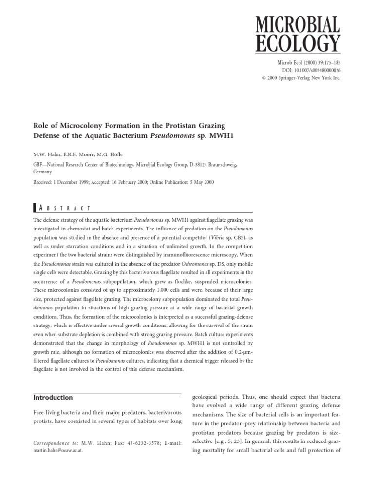Han 2000 Role of Microcolony Formation in The Protistan Grazing | PDF