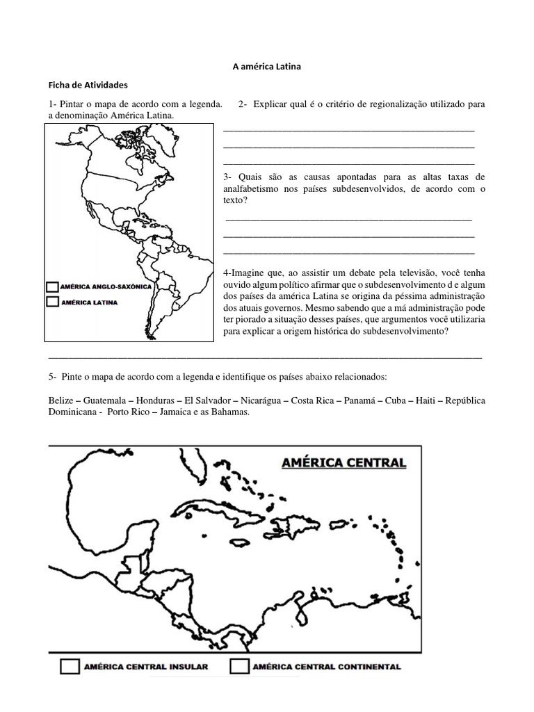 Ficha de Atividades América Latina | PDF