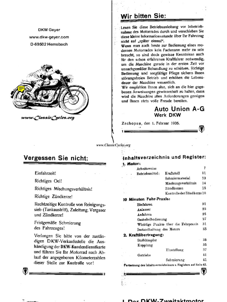 DKW SB Models Betriebsanleitung | PDF