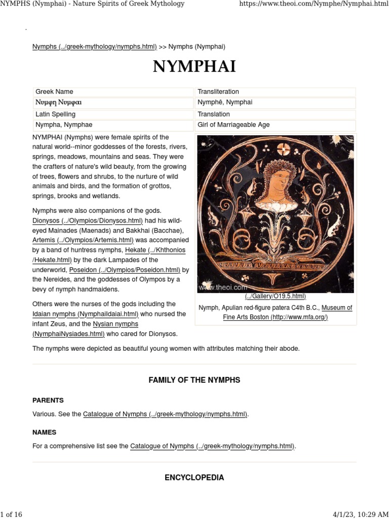 Greek Nymphs: Nature Spirits Explained | PDF | Religion & Spirituality