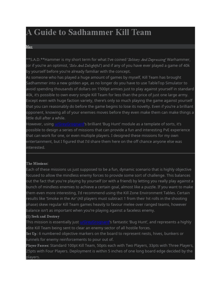 A Guide to Sadhammer Kill Team | PDF