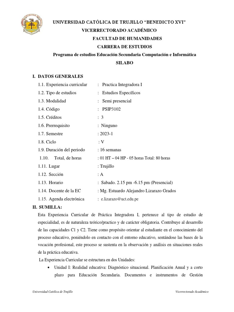 Silabo Práctica Integradora | PDF