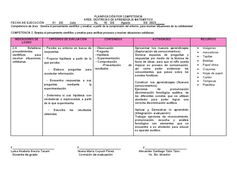 Planificación Por Competencia Pdf