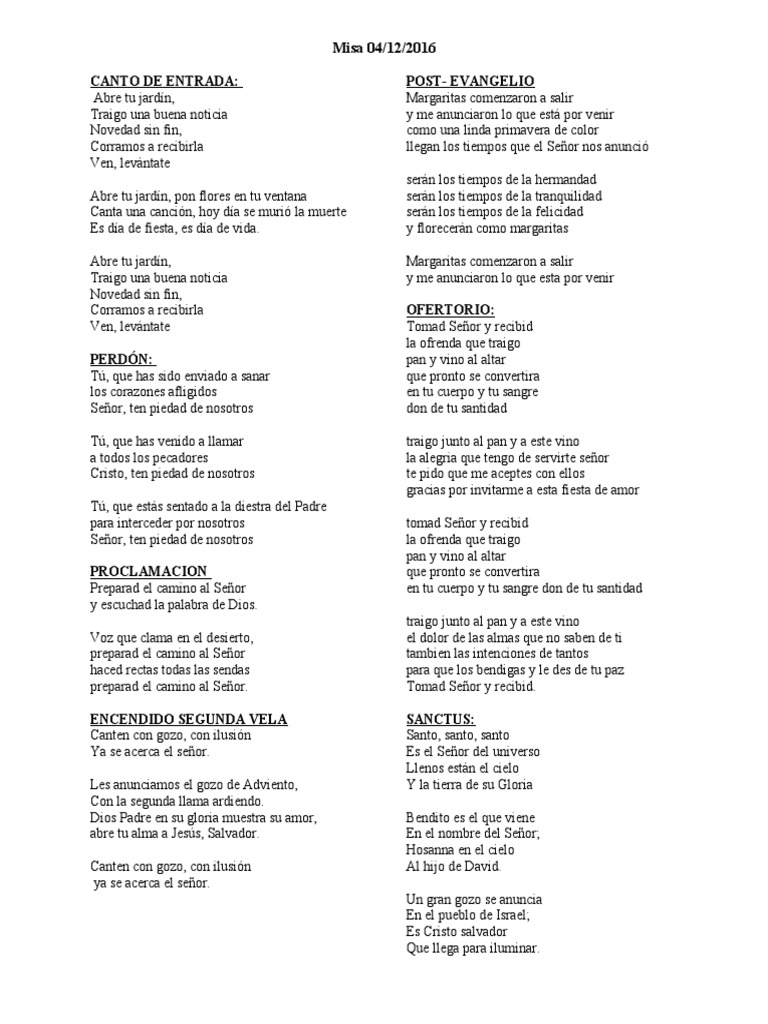 Canciones-Misa-CMB Adviento | PDF | Cristo (título) | Misa (liturgia)