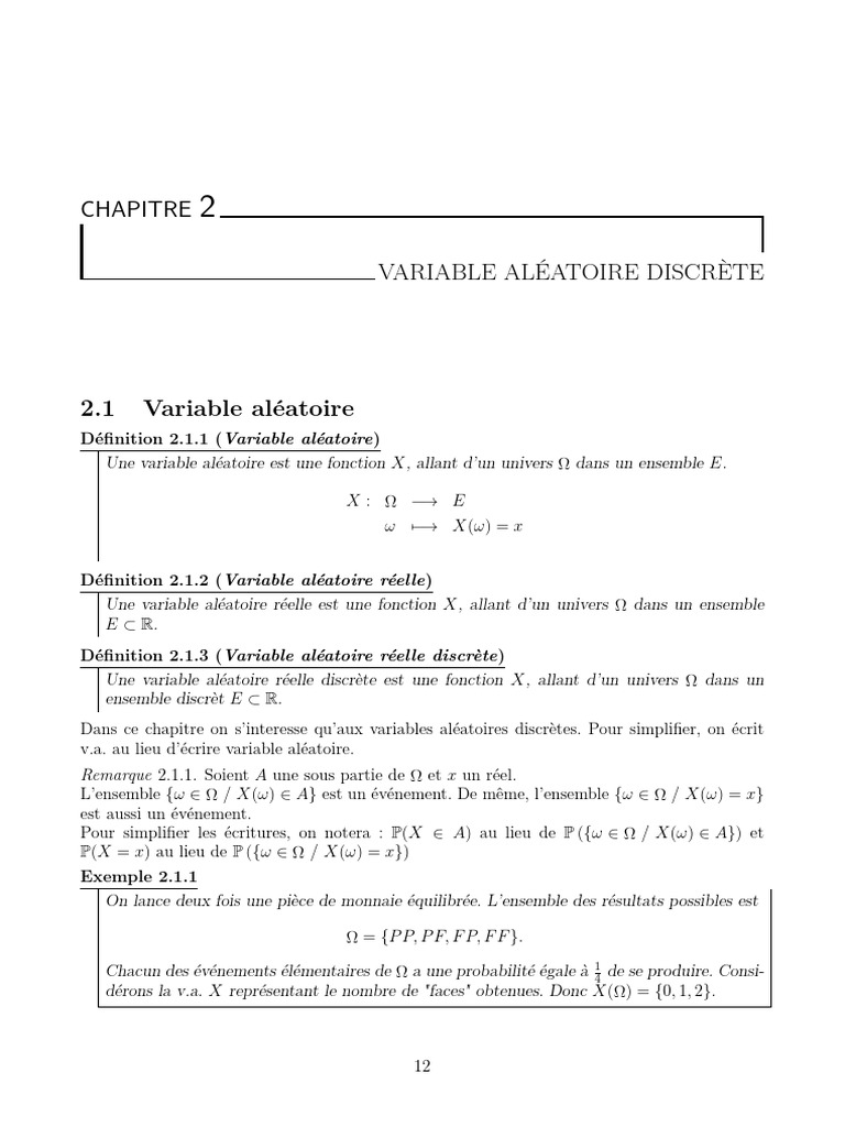Chap 2 Variables Aleatoire Discrete | PDF