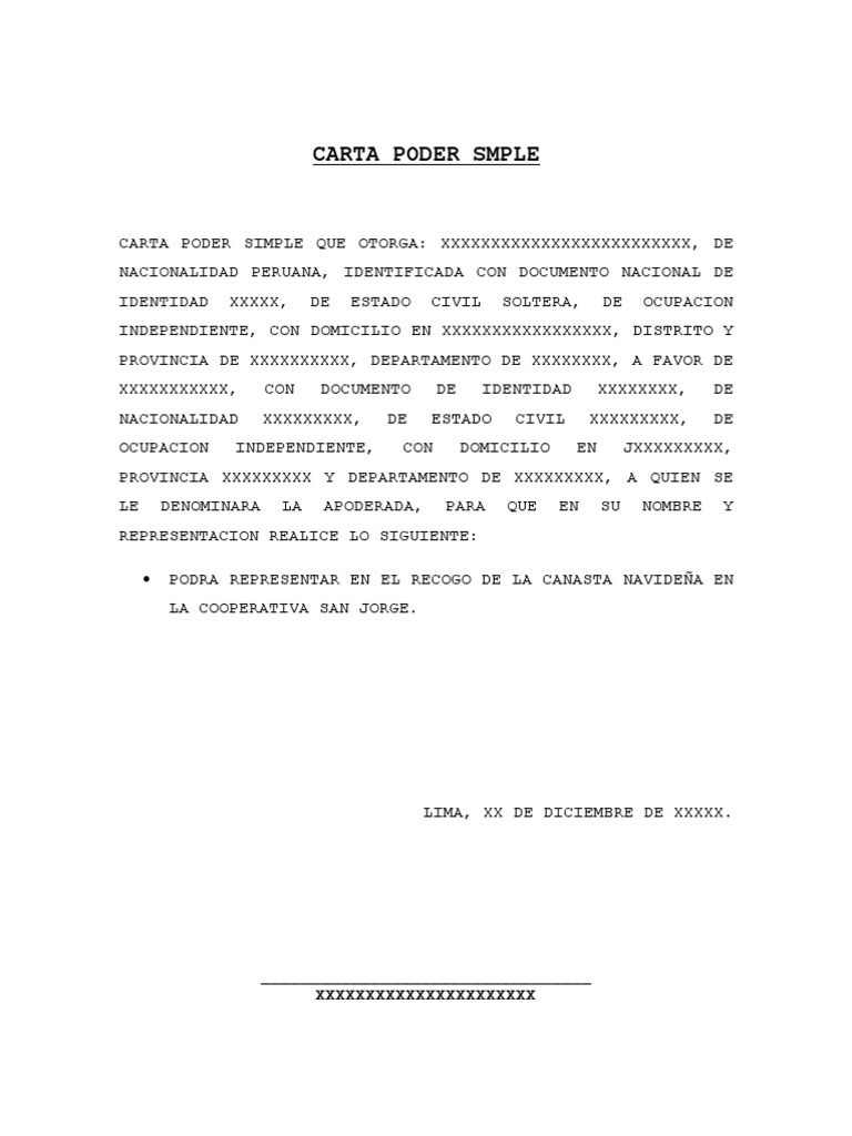 Carta Poder Simple | PDF | Derecho