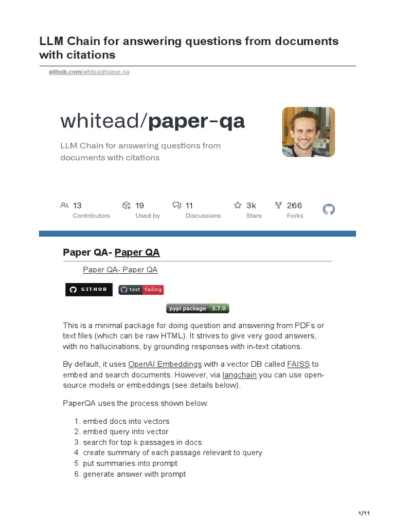 LLM Chain For Answering Questions From Documents With Citations | PDF