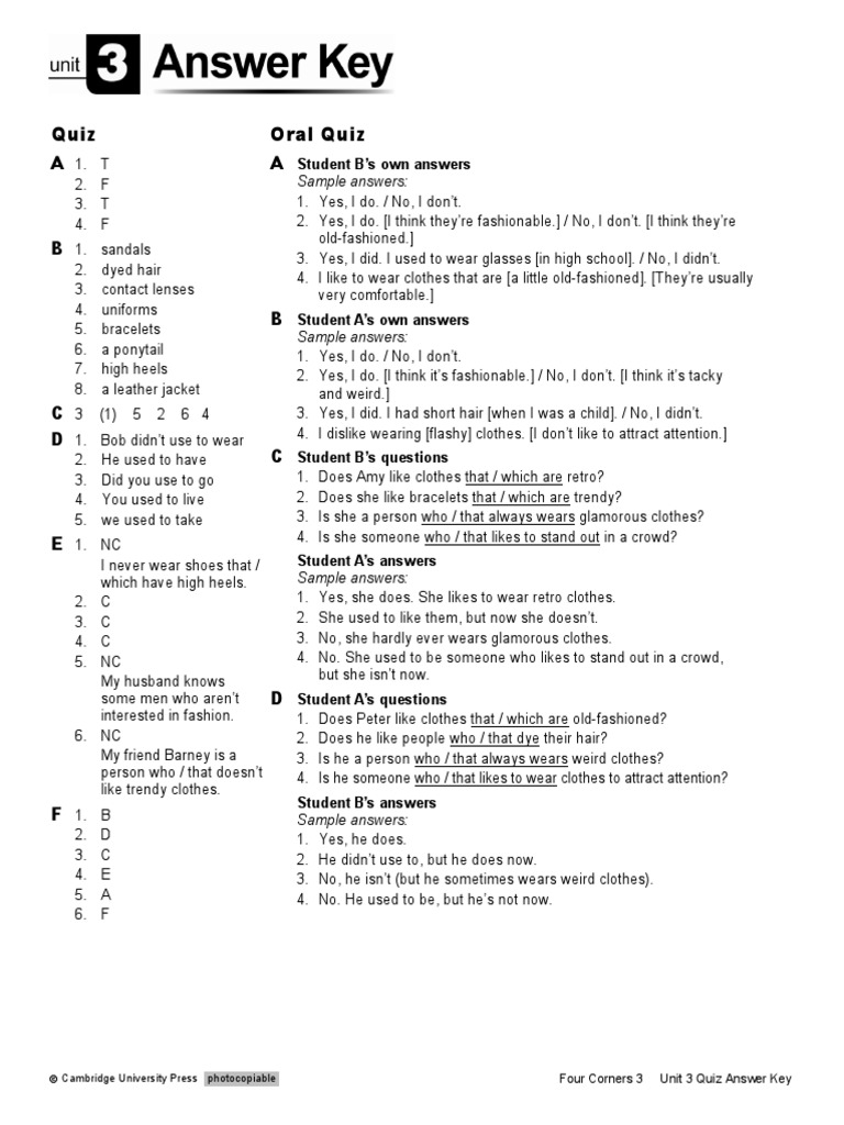 FC3 Q03 Key | PDF | Career & Growth | Language Arts & Discipline