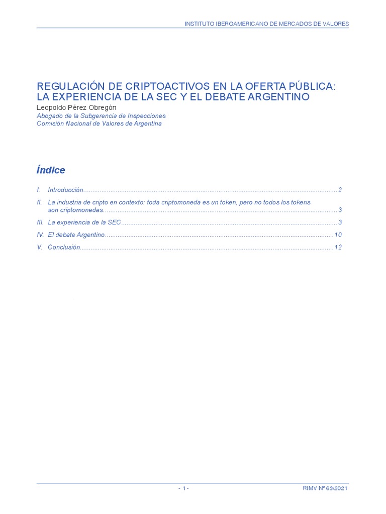 Regulaci N de Criptoactivos en La Oferta P Blica 1627178115 | PDF