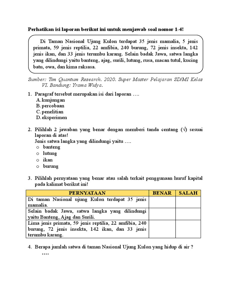 SOAL BHS INDONESIA AKM Kls 6 2023 | PDF | Kajian Bahasa Asing