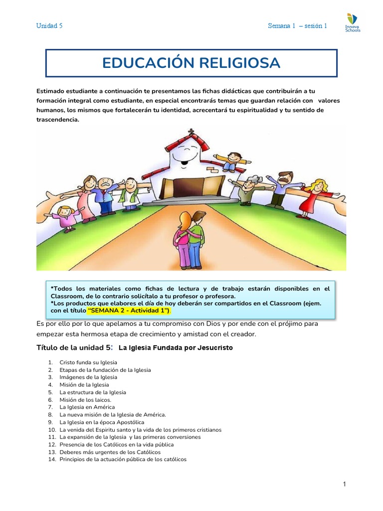 Ficha 1 Cristo Funda Su Iglesia | PDF | Iglesia Católica | Jesús