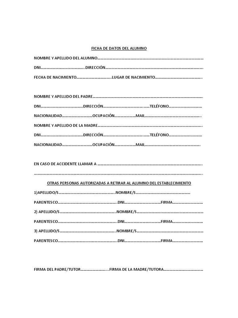Ficha de Datos Del Alumno | PDF
