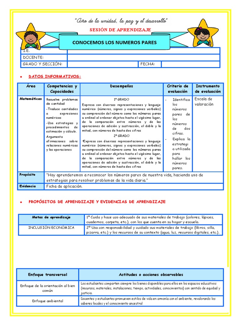 Iii E7 S2 Sesion D2 Mat Numeros Pares | PDF | Aprendizaje | Evaluación