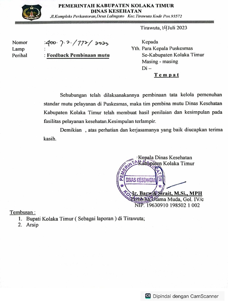 Feedback Pembinaan TPCB | PDF