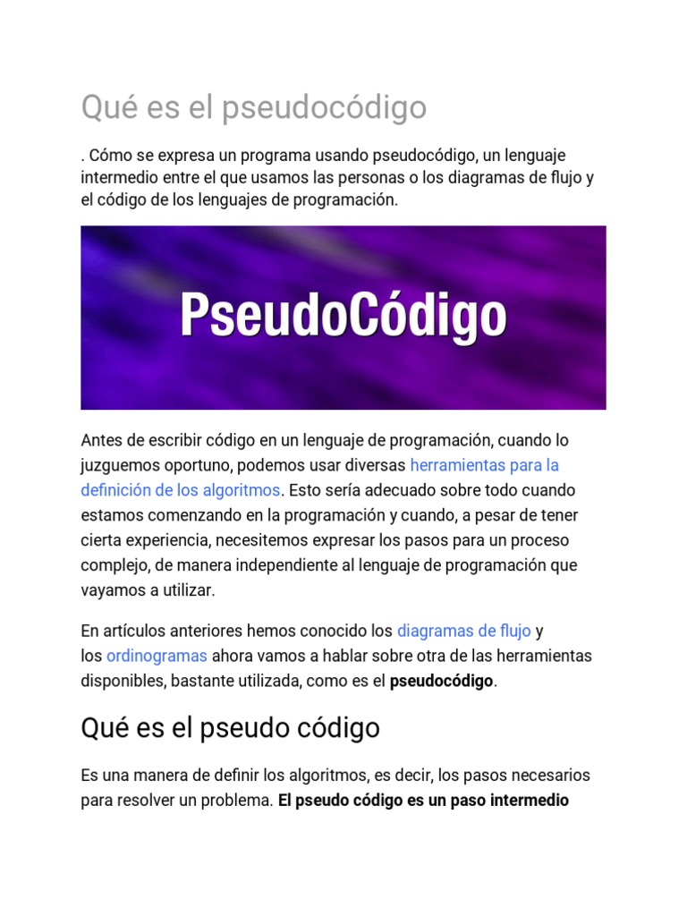Qué Es El Pseudocódigo | PDF | Lenguaje de programación | Programación de computadoras