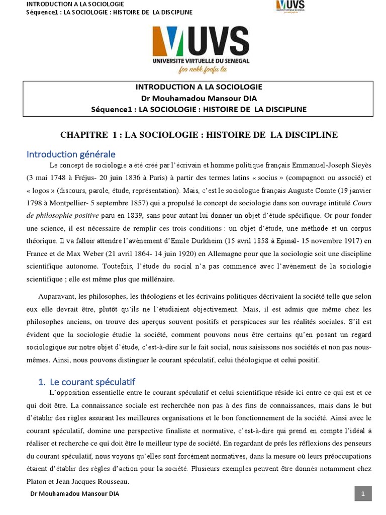 Introduction A La Sociologie Seq1 | PDF
