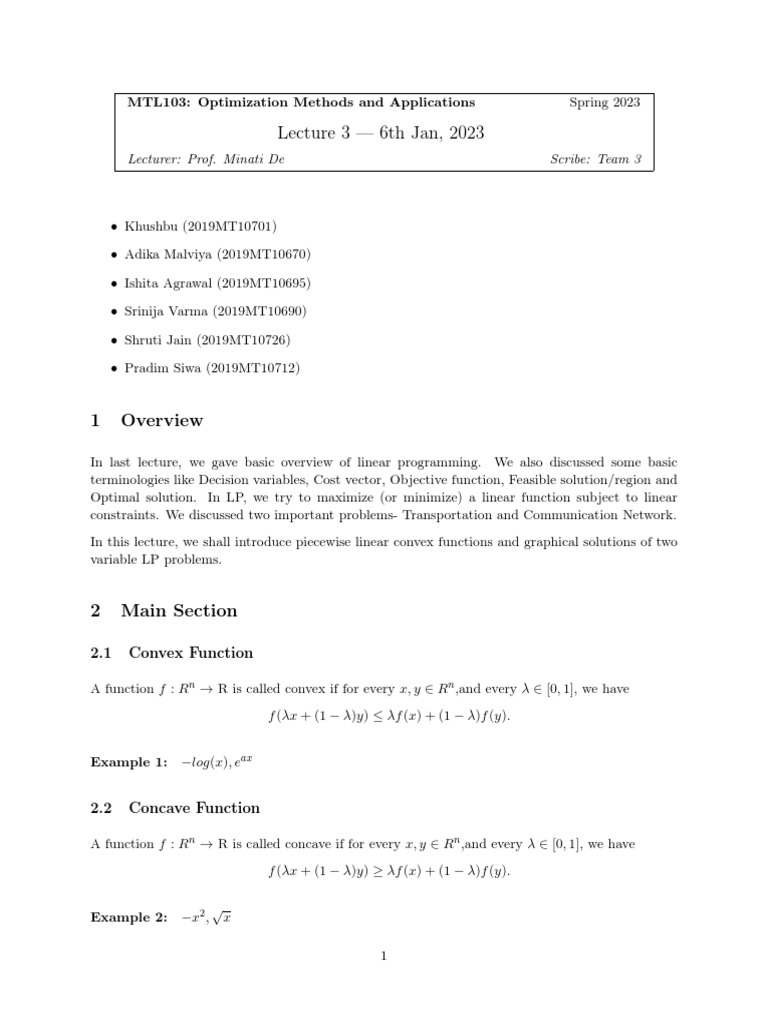 Convex Functions in Optimization | PDF