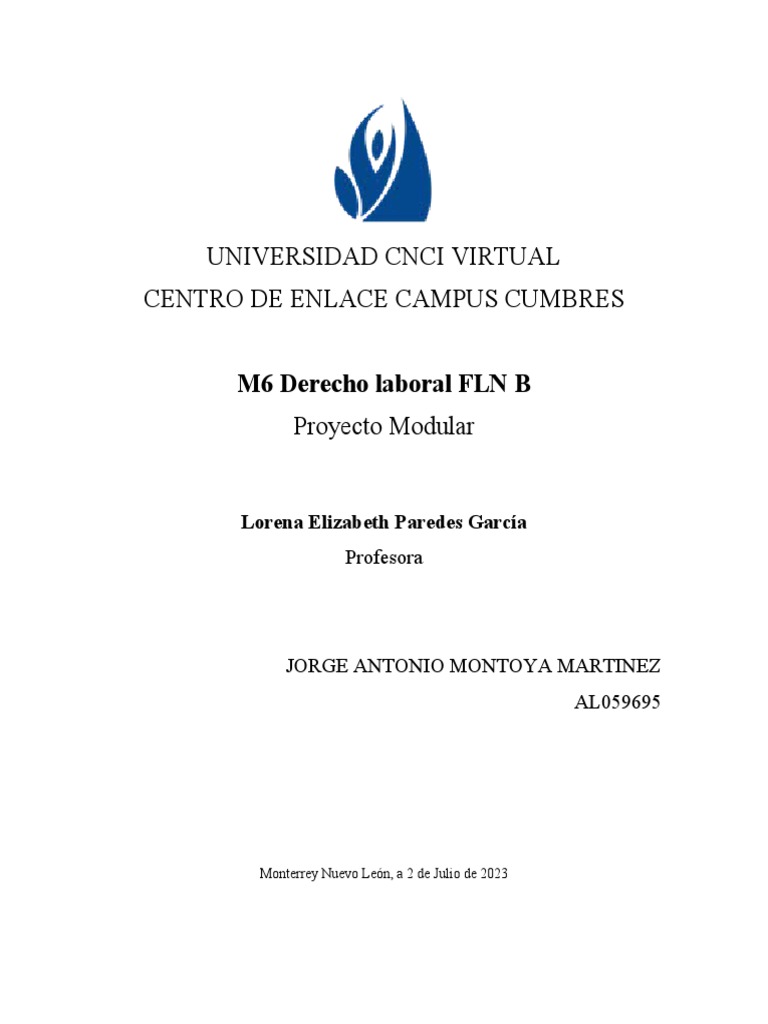 M6 Derecho Laboral FLN B Proyecto Modular | PDF