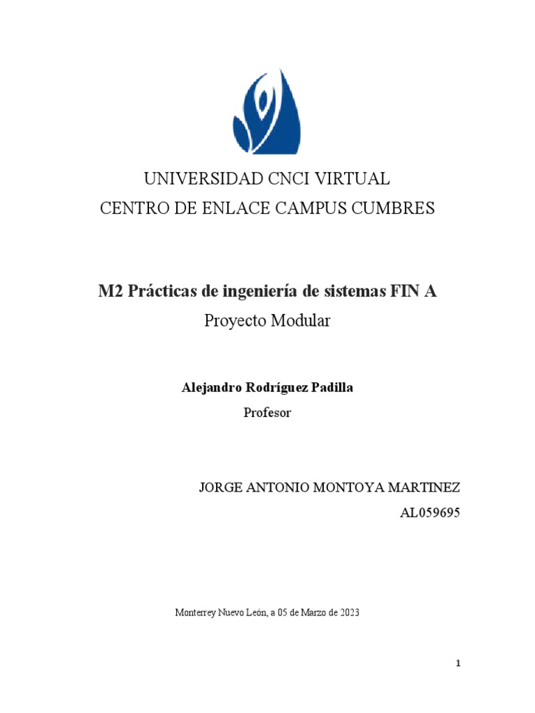 M2 Prácticas de Ingeniería de Sistemas FIN A Proyecto Modular | PDF ...