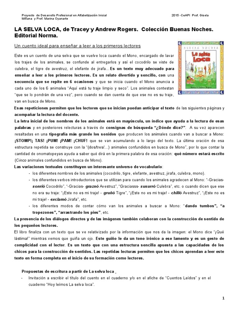 La selva loca: lectura divertida inicial | PDF | Artes del Lenguaje y ...