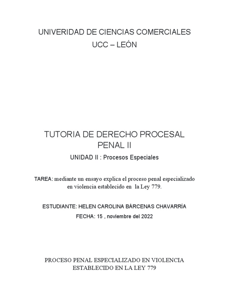 Ensayo Ley 779 | PDF