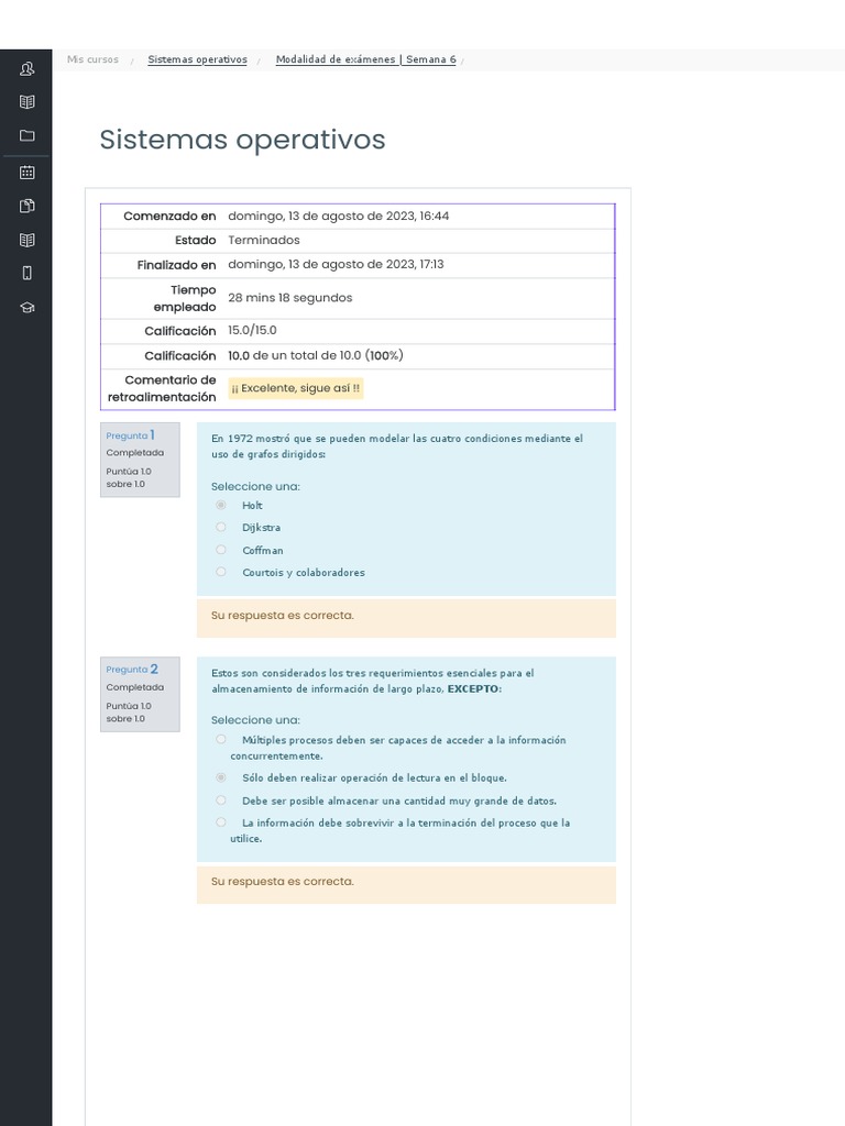 Modalidad de Exámenes _ Semana 6_ Revisión Del Intento | PDF | Archivo de computadora | Sistema ...