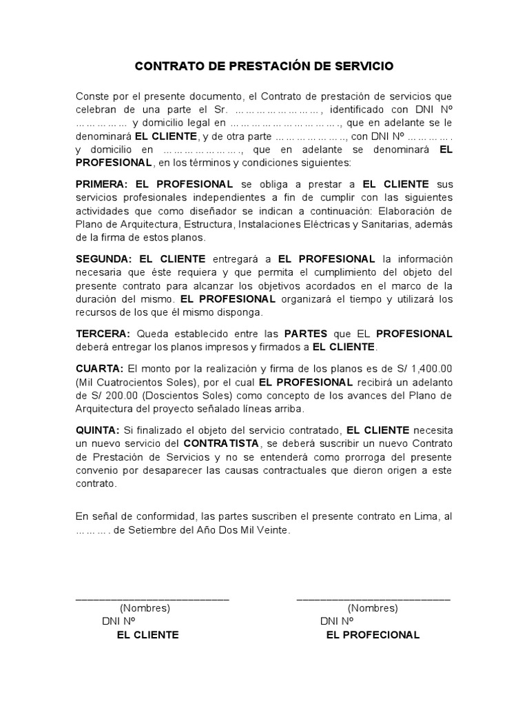 Contrato de Prestación de Servicio | PDF