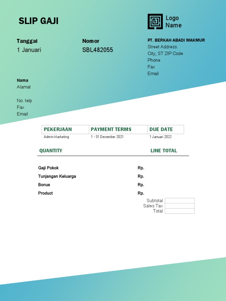 Contoh Slip Gaji Karyawan Pdf Pdf