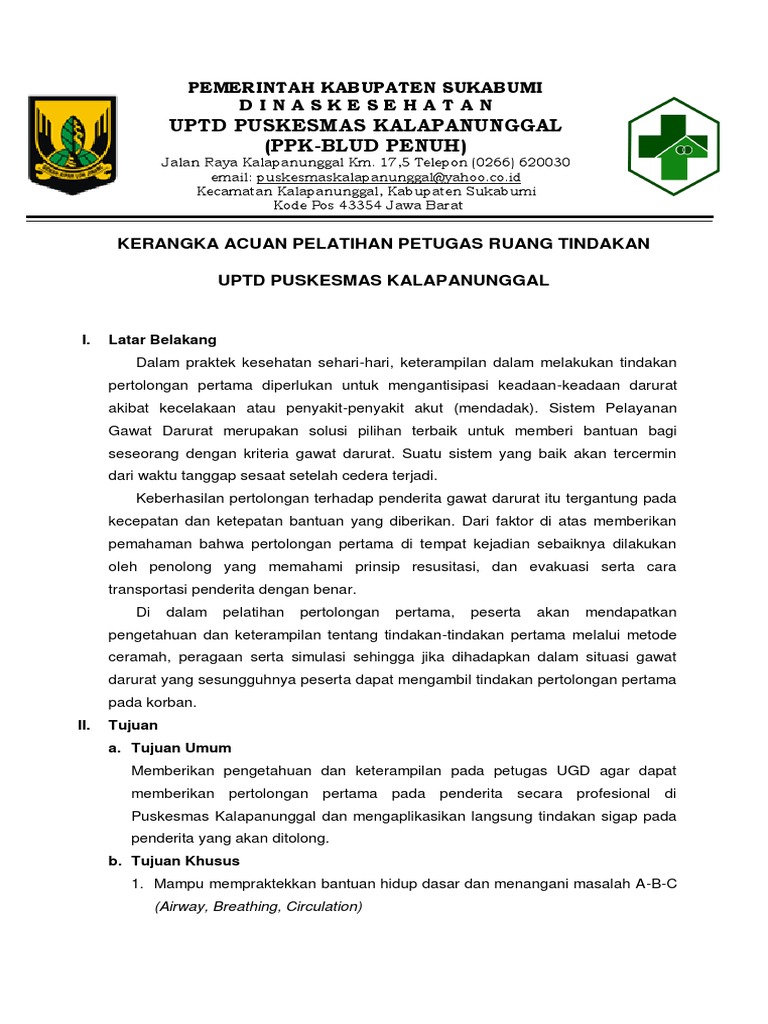 KAK Pelatihan UGD | PDF