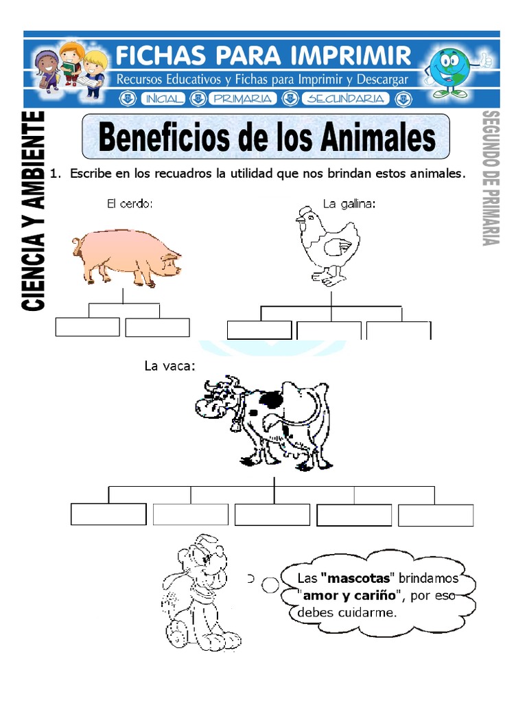 Ficha de Beneficios de Los Animales para Segundo de Primaria | PDF