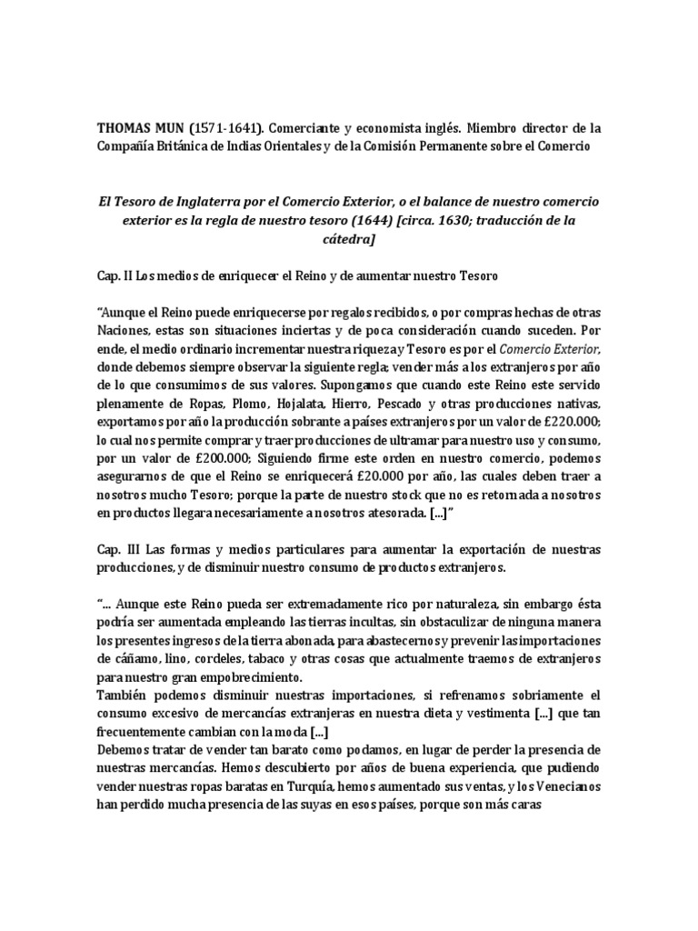 05 Thomas Mun | PDF | Comercio | Economias