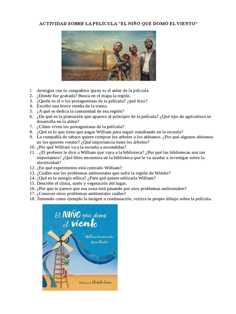 El Niño Que Domo El Viento Actividad | PDF