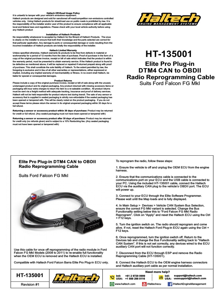 HT-135001 - IS Haltch OBD Lead | PDF