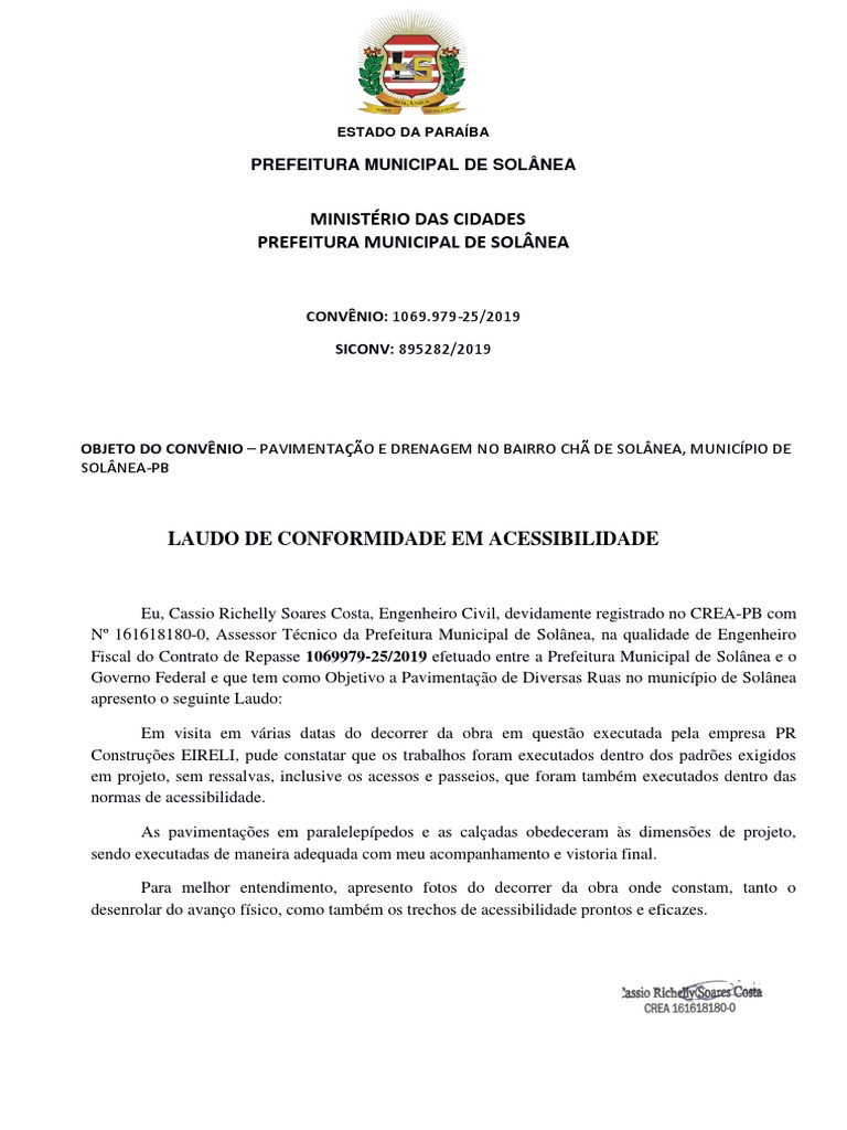 Laudo de Conformidade de Acessibilidade - Modelo | PDF